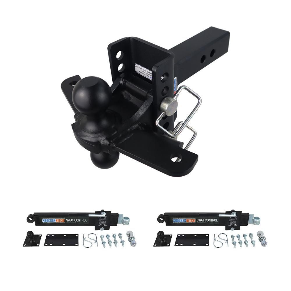 Shocker XR Adjustable Hitch w/ Black Combo Ball & Sway Control Towing Kit