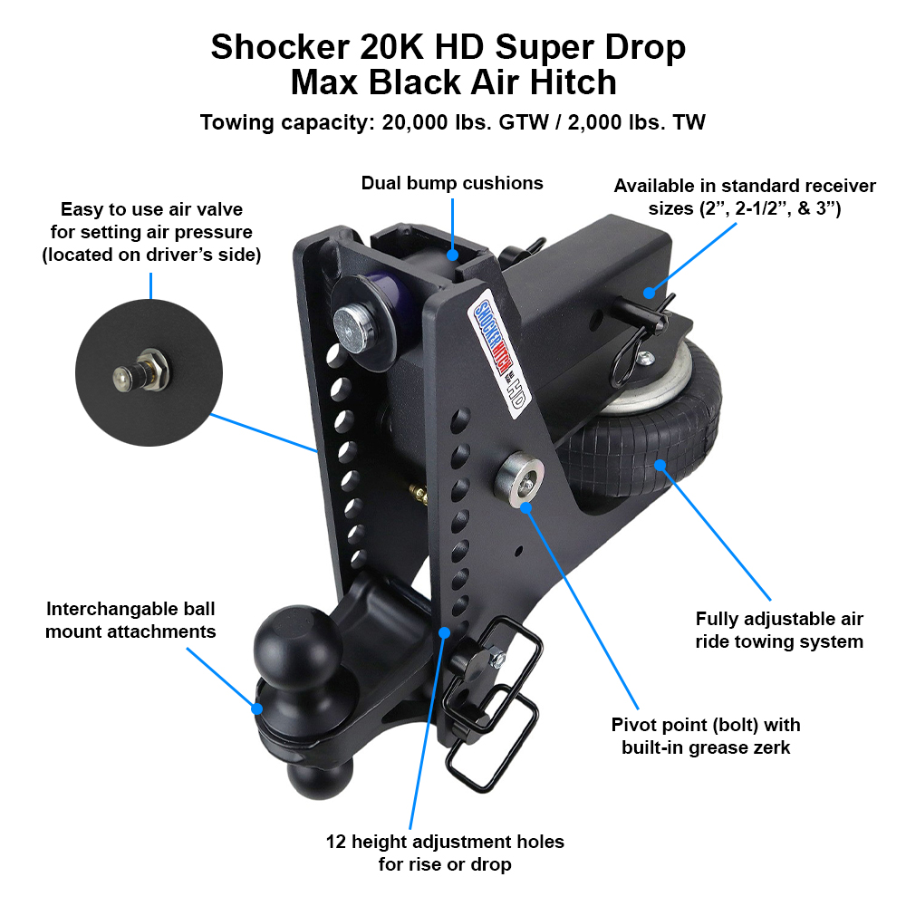 Shocker HD Max Super Drop Air Hitch Base Frame - No Mount
